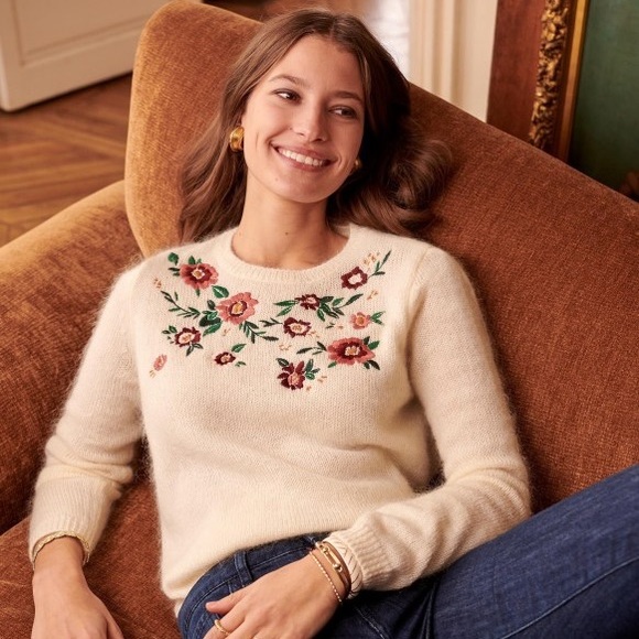 Sezane | Sweaters | New Sezane Sam Embroidered Wool Jumper Xs | Poshmark
